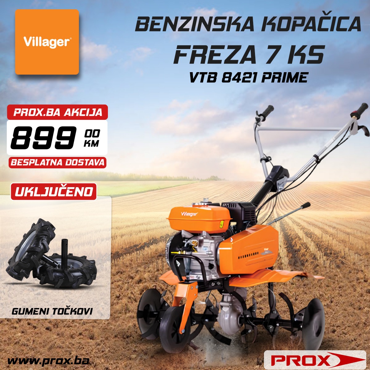 Benzinska freza - kopačica Villager VTB 8421 Prime 086195 7.0KS 114cm - PROX doo - Kvalitetan ...